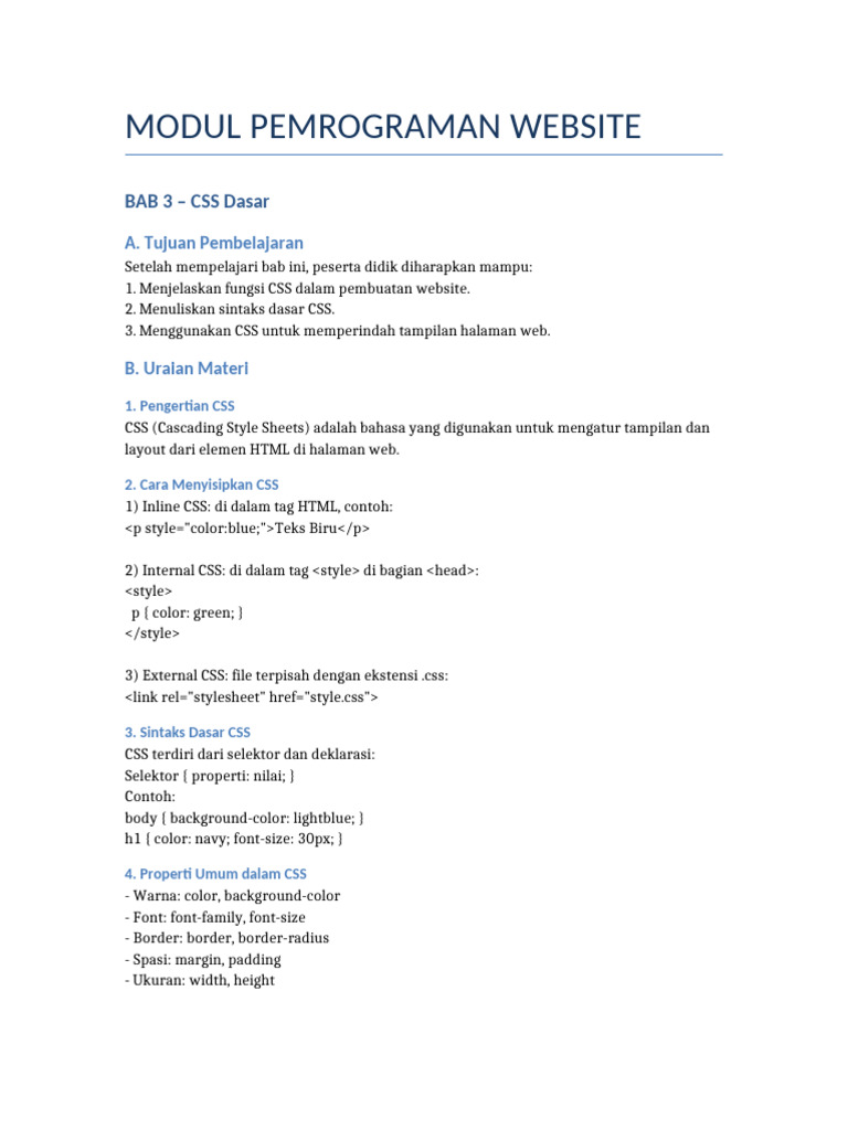 Modul Pemrograman Website Bab3 | PDF