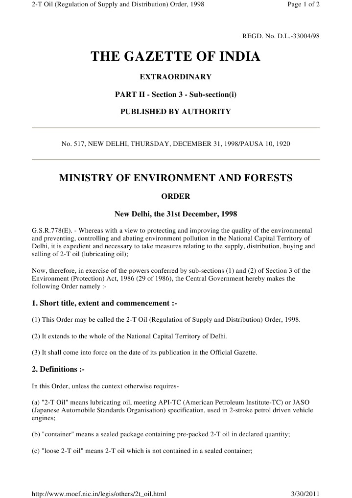 2-t Oil Rule | PDF | Oil | Delhi