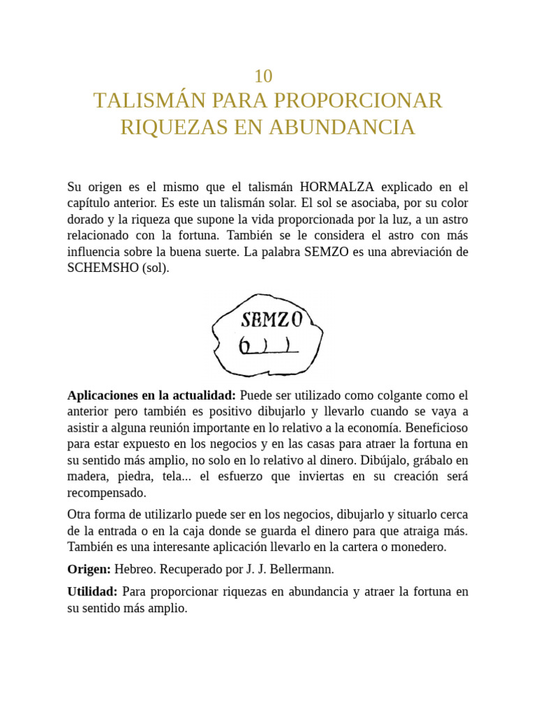 Talismán Semzo para Riqueza y Fortuna | PDF