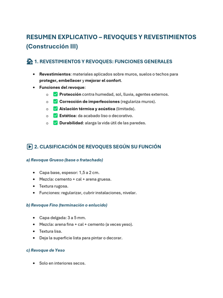 revoques resumen | PDF | Cemento | Pintar