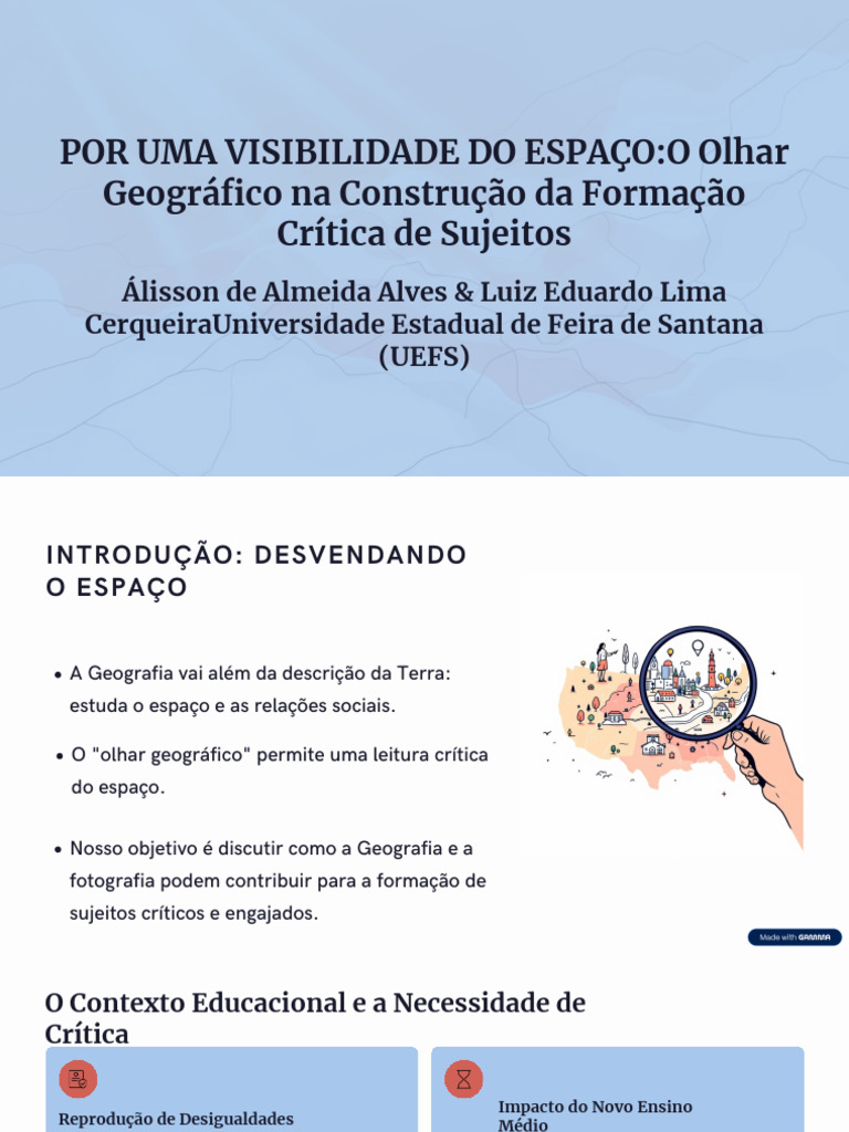 slides Por uma visibilidade do espaço (2) | PDF | Geografia | Educação ...