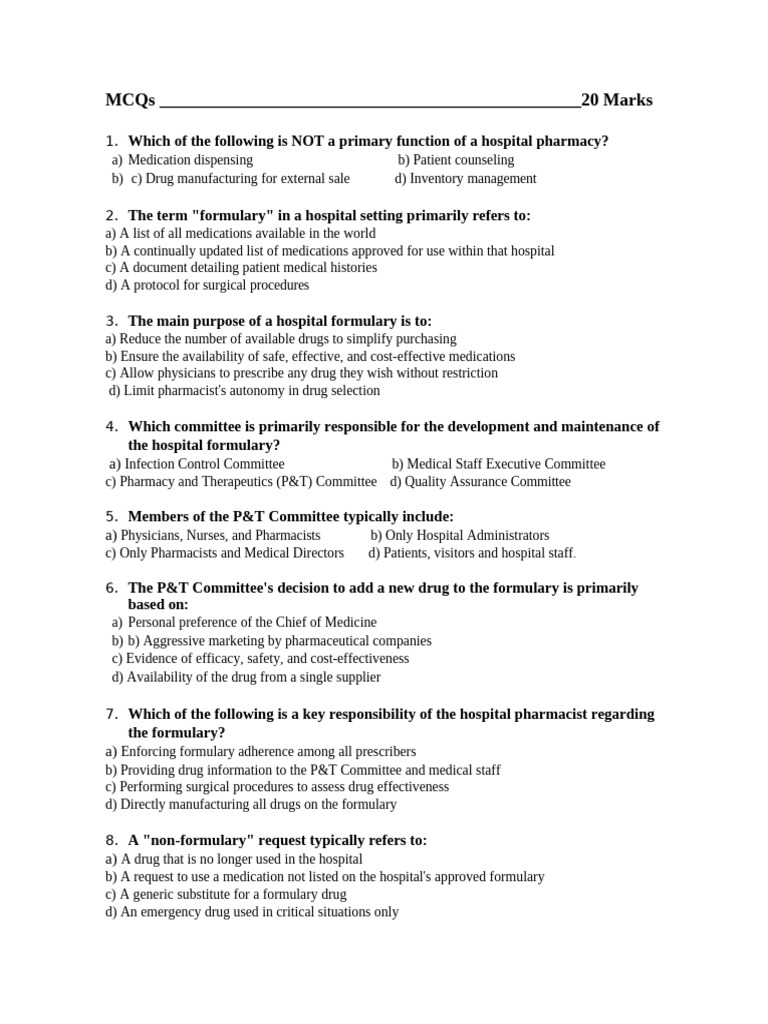 Hospital Pharmacy, Hospital Formulary, Pharmacy An... | PDF | Pharmacy ...