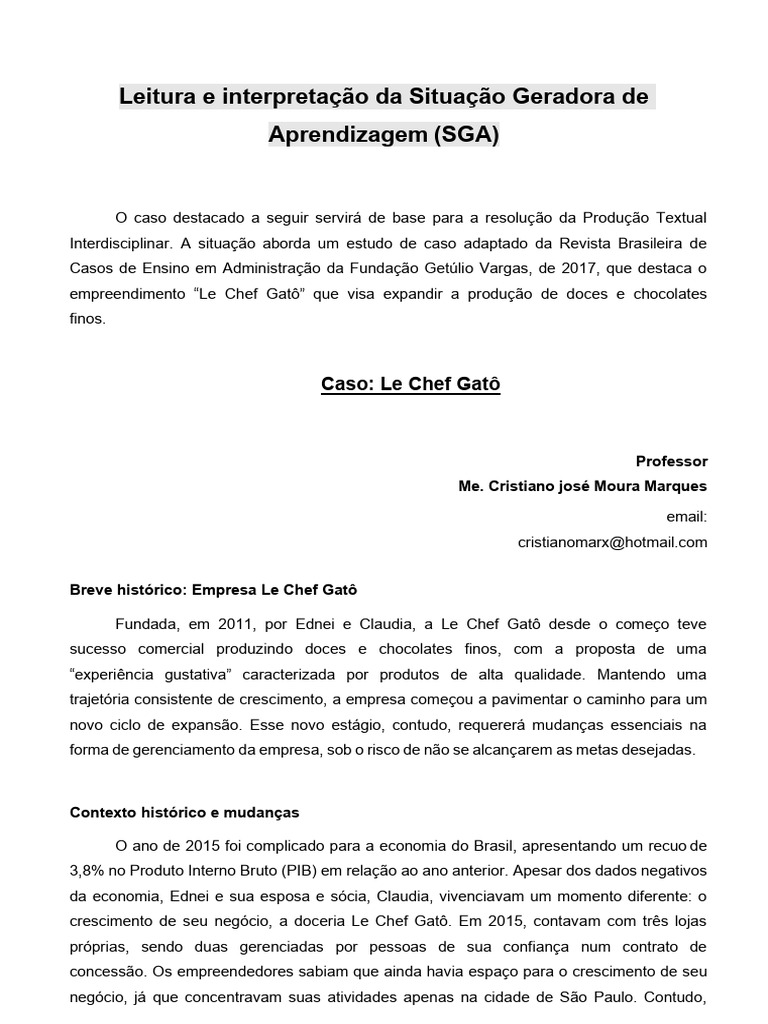 Desafios e Expansão da Le Chef Gatô | PDF | Empreendedorismo | Gatos