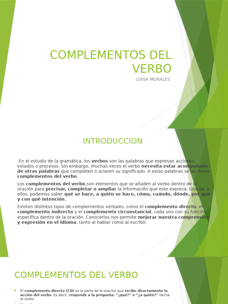 Complementos Del Verbo | PDF | Verbo | Objeto (gramática)