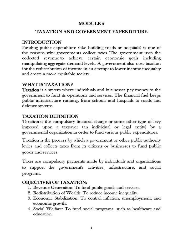 Module 5 - Taxation and Goverment Expenditures | PDF | Taxes ...