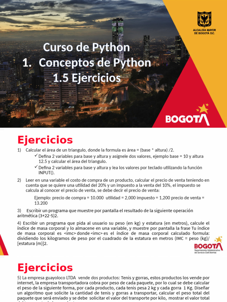 Unidad 1. Conceptos de Python - Ejercicios | PDF