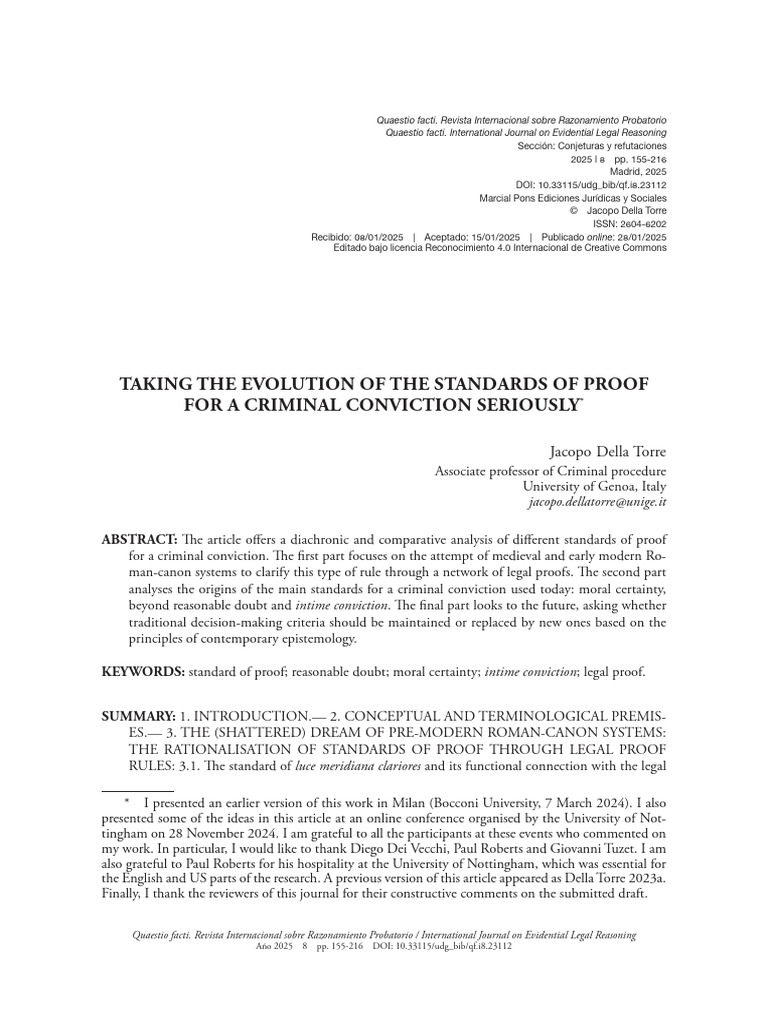 Evolution of Criminal Proof Standards | PDF | Burden Of Proof (Law ...