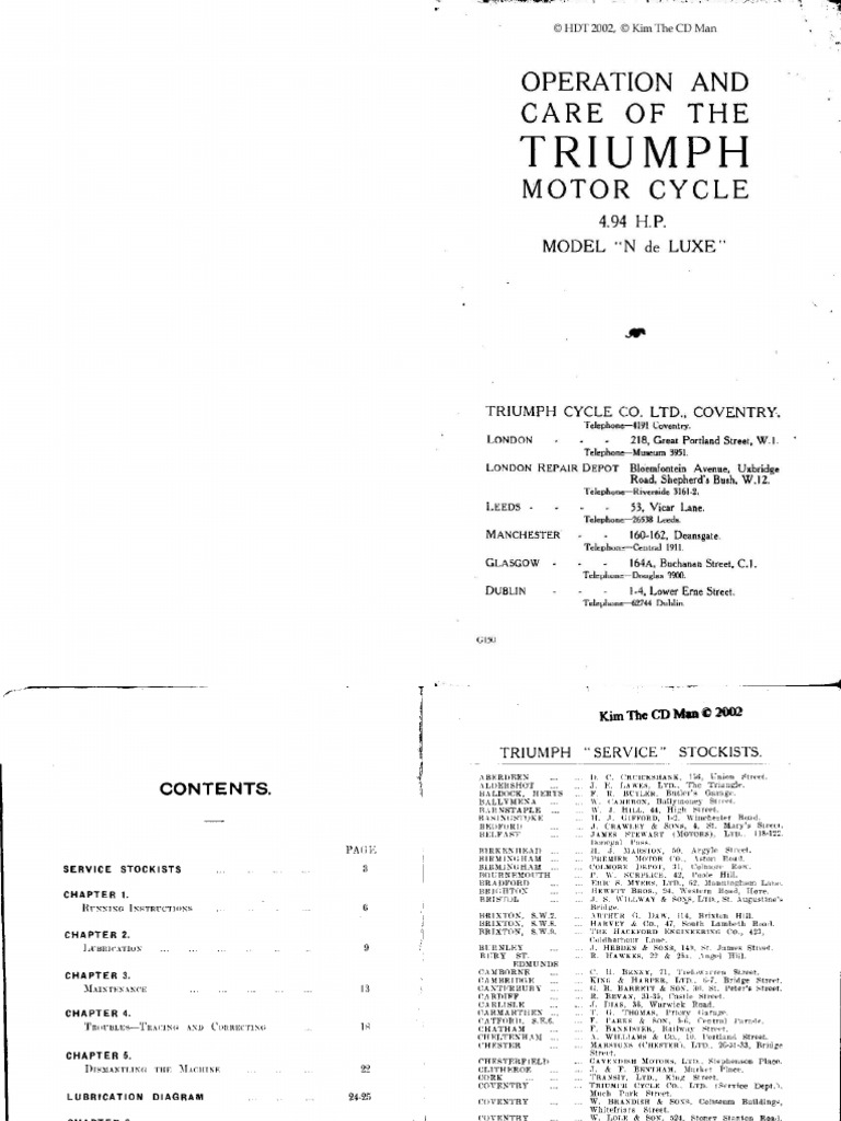 Triumph Motorcycle Manuals - File: Manual - 1930 | PDF