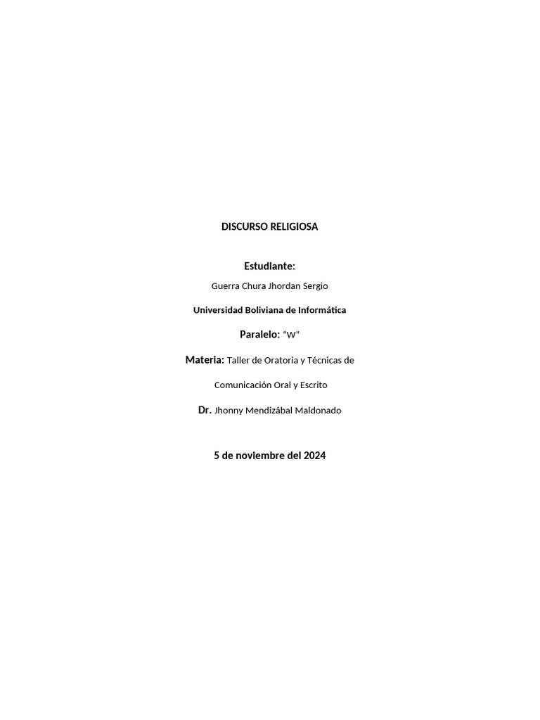 Características del Discurso Religioso | PDF | Sermón | Divinidad