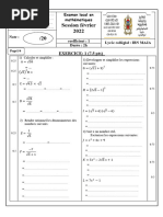 EXAMEN LOCAL 3AC de MATHEMATIQUES 2025 Modele N°1 | PDF
