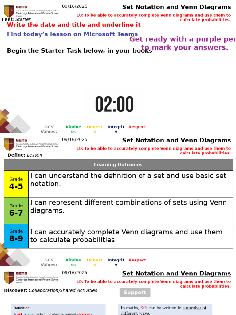 Venn Diagrams and Set Notation Guide | PDF