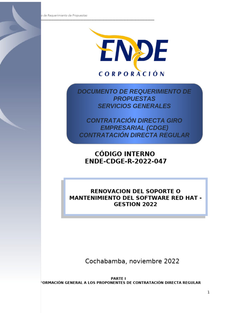 Documento de Requerimiento de Propuestas 47 | PDF