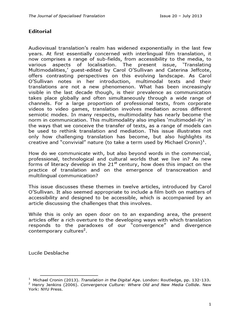 Translating Multimodality Review | PDF | Translations | Human Communication