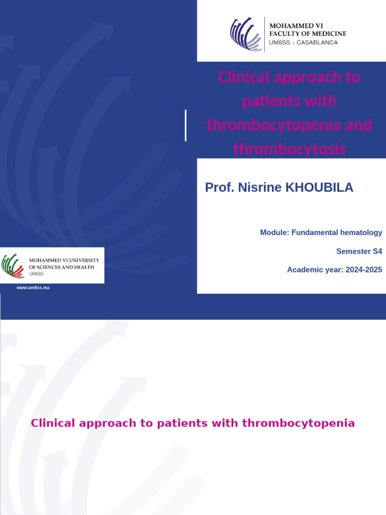 Clinical Approach To Patients With Thrombocytopenia and Thrombocytosis | PDF | Thrombosis | Blood
