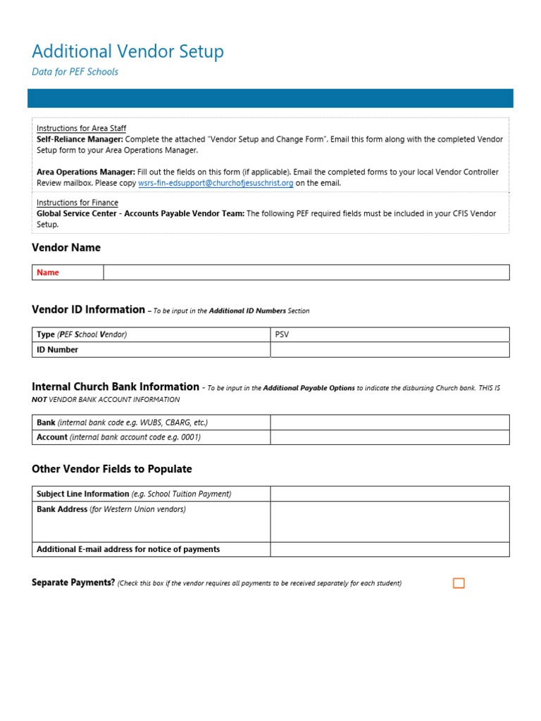 Vendor Setup Instructions for PEF Schools | PDF | Payments | Email Address