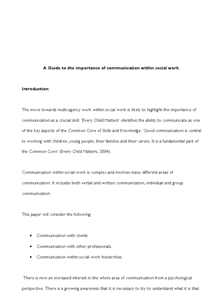 Social Work Communication Guide | PDF | Attachment Theory ...