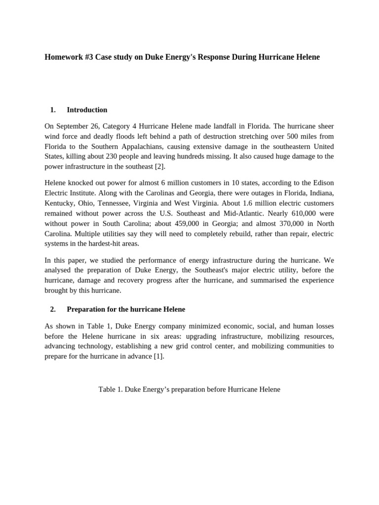Homework #3 Case Study On Duke Energy's Response During Hurricane ...