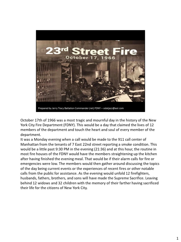1966 23rd Street Fire Tragedy NYC | PDF | New York City Fire Department
