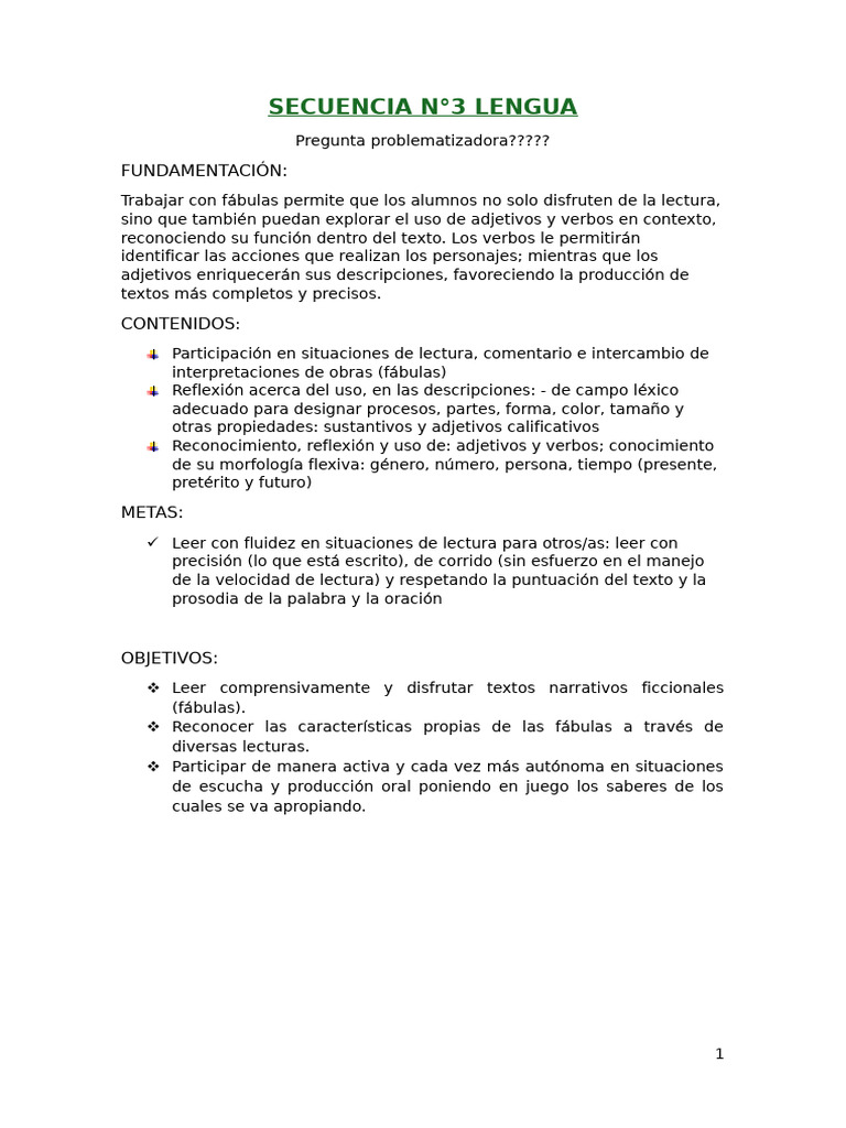 Secuencia Lengua 3 | PDF | Verbo | Adjetivo