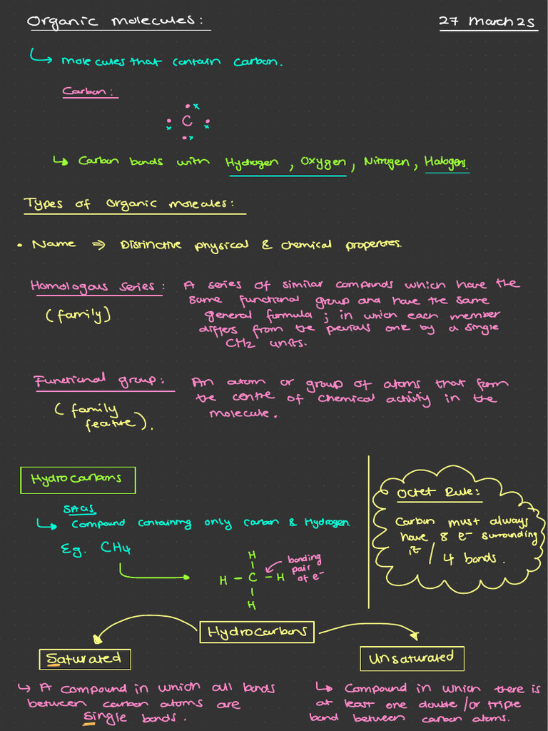 Understanding Organic Molecules and Hydrocarbons | PDF | Chemical ...