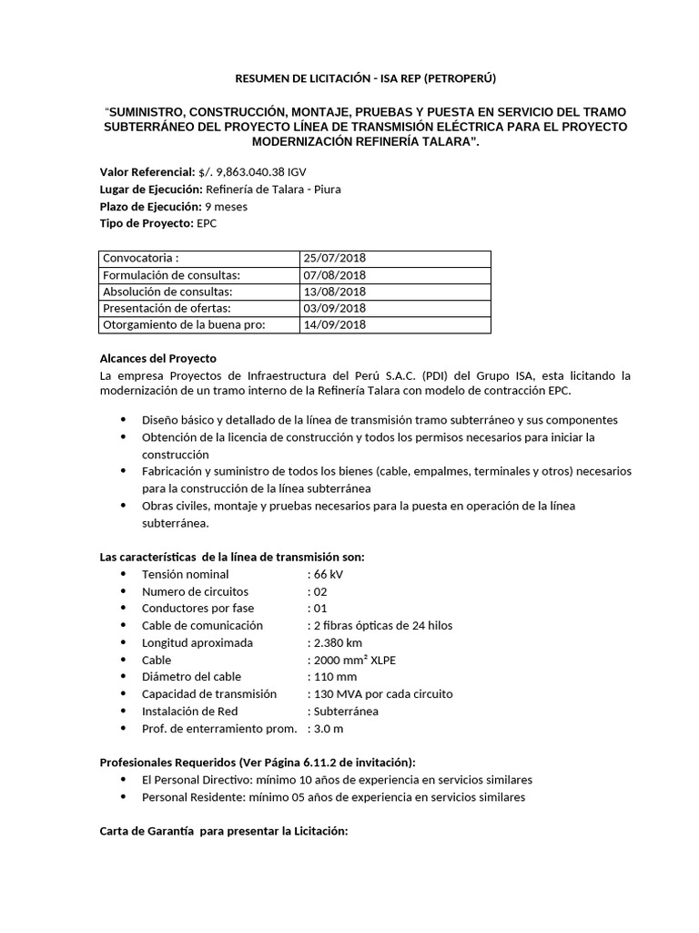 Resumen ISA-REP TALARA (Rv.3) | PDF