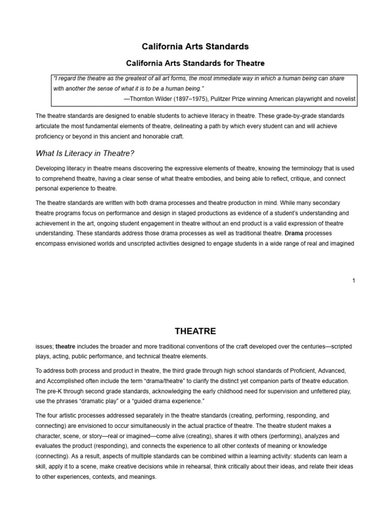California Theatre Arts Standards Guide | PDF | Theatre | Play (Theatre)