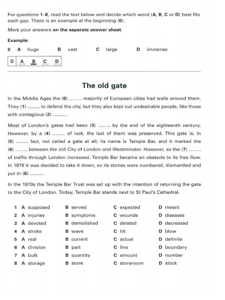 Test 2 Cambridge ESOL Fce USe of English | PDF