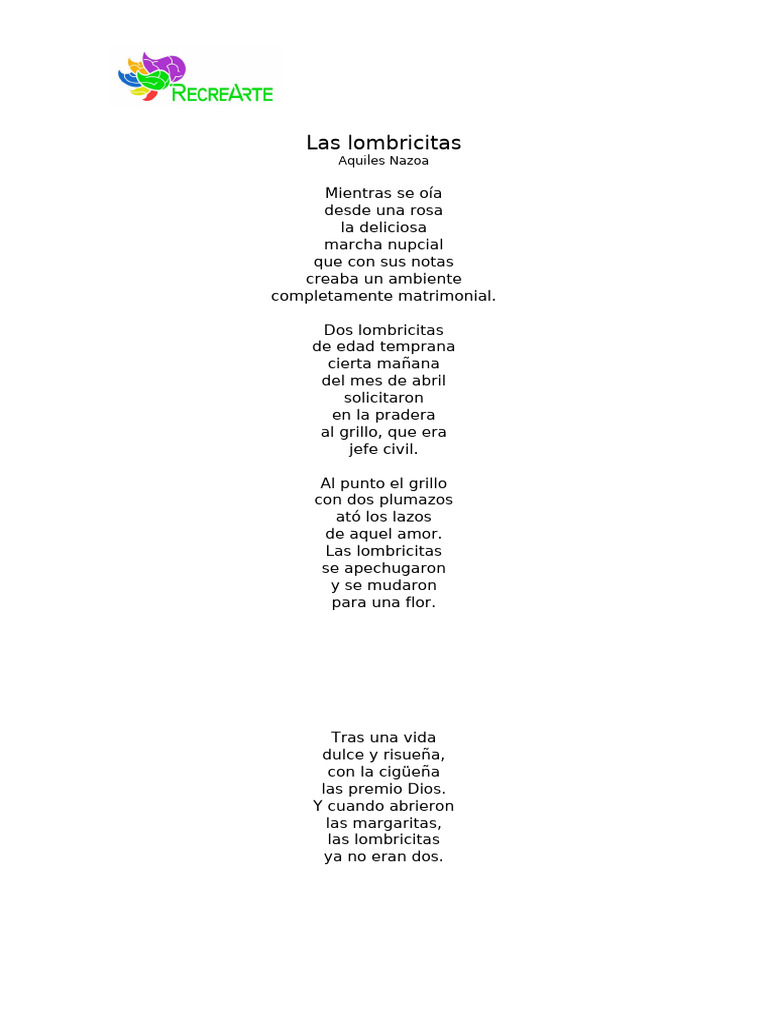 Las lombricitas de Aquiles Nazoa | PDF