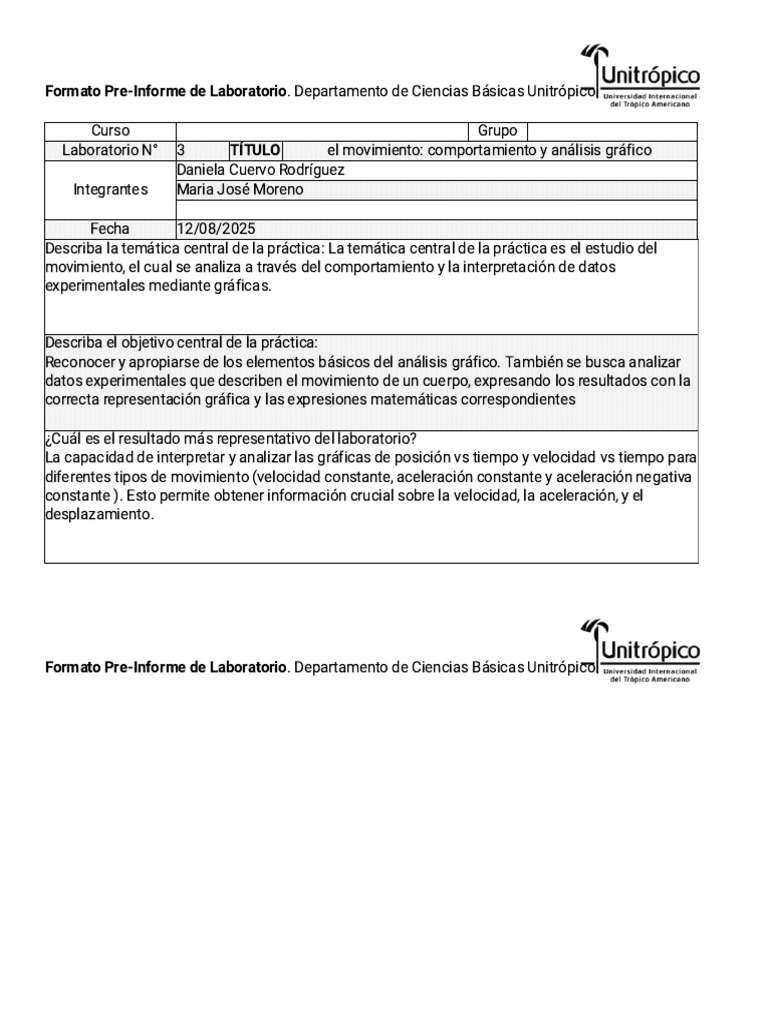 Formato Pre-Informe de Laboratorio | PDF