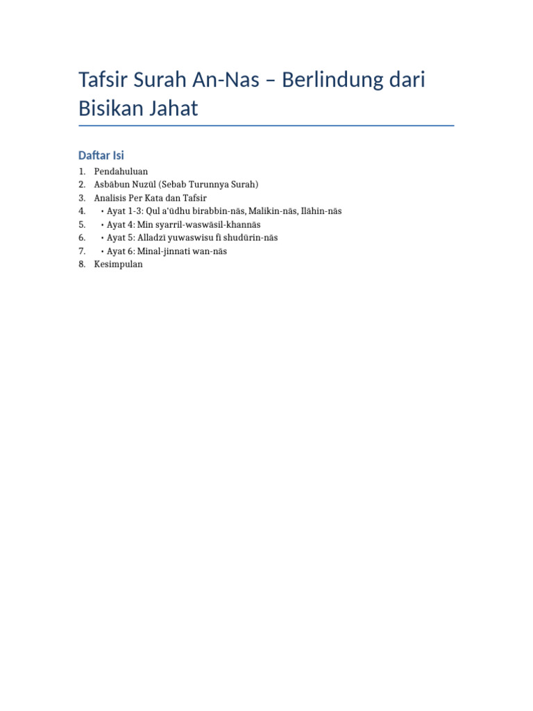 Tafsir Surah An Nas | PDF