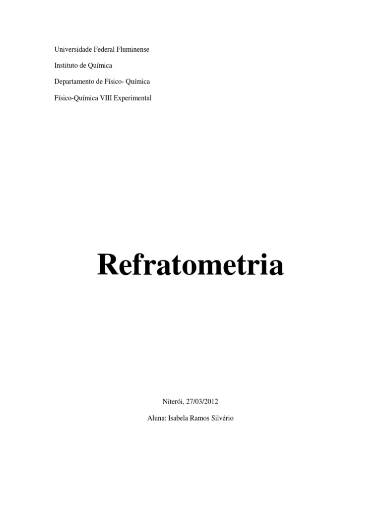 Refratometria | PDF | Refração | Ótica
