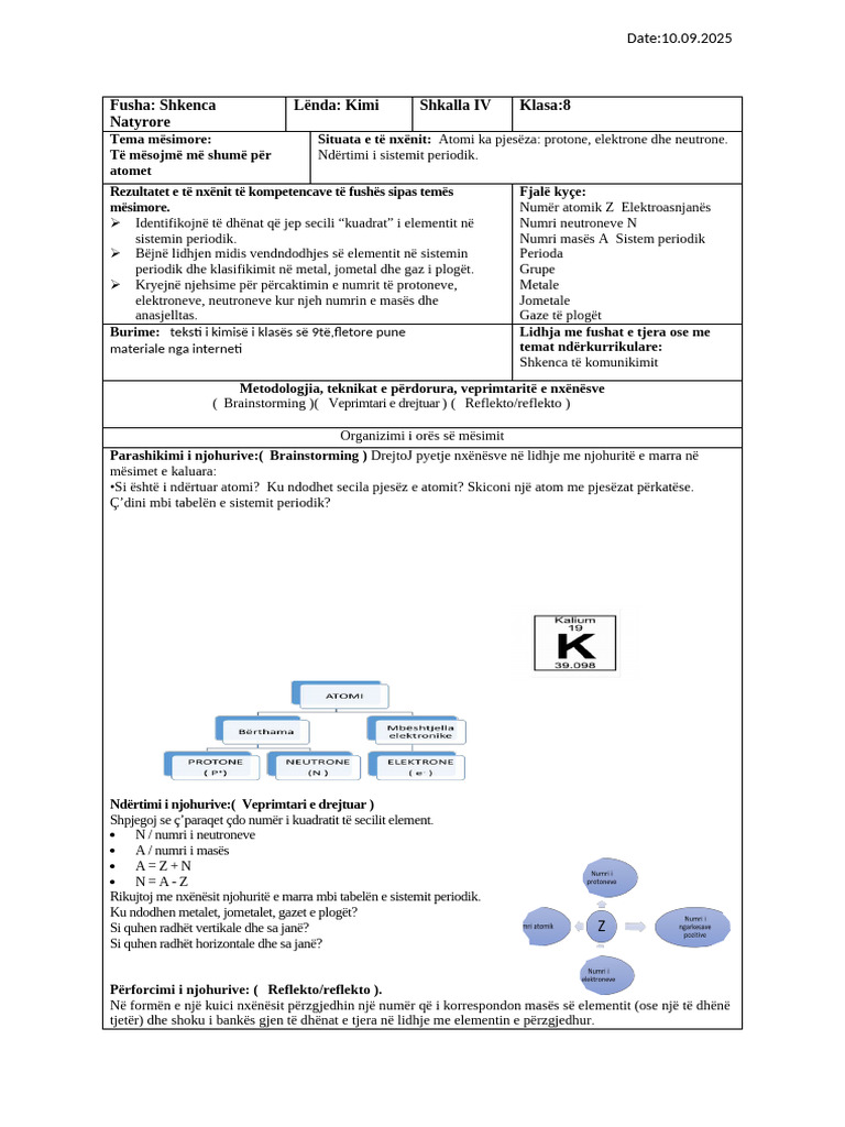 Te Mesojme Me Shume Per Atomet Kimia 8 | PDF