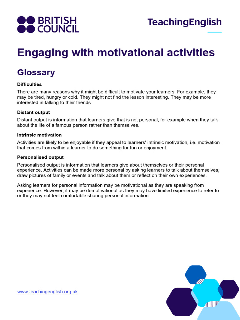Resources - Engaging With Motivational Activities | PDF