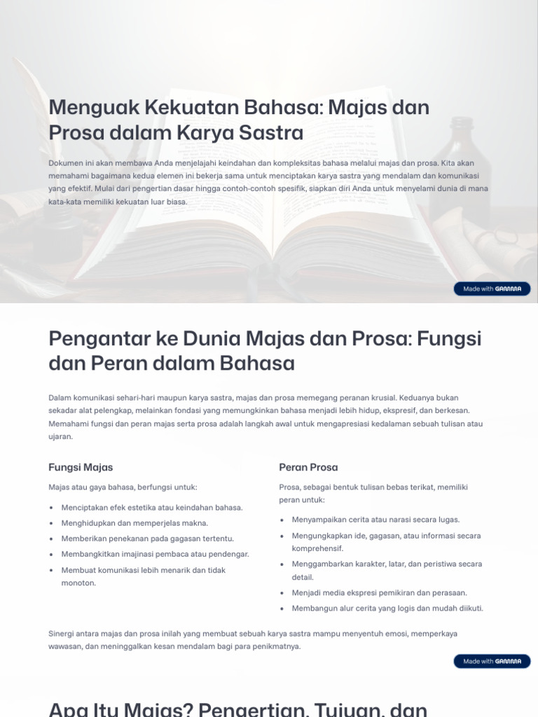 Menguak Kekuatan Bahasa Majas Dan Prosa Dalam Karya Sastra | PDF