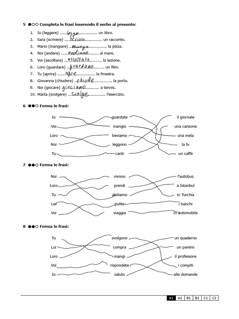 Verbi Regolari Esercizi | PDF