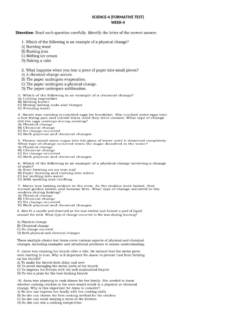 Science-IV Formative Week 4 q1 | PDF