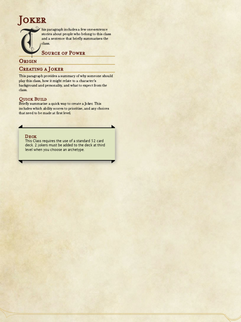 Joker Class Overview and Features | PDF | Playing Cards