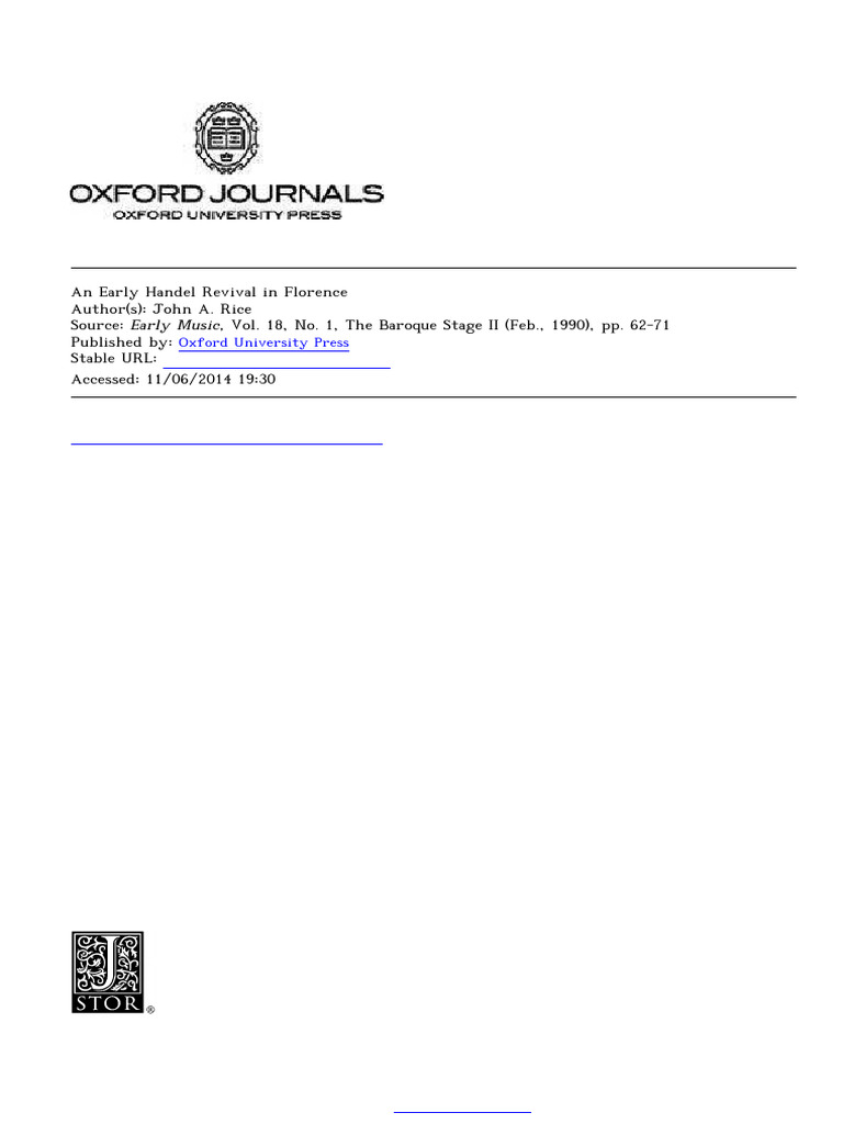 Handel's Early Revival in Florence | PDF | George Frideric Handel ...