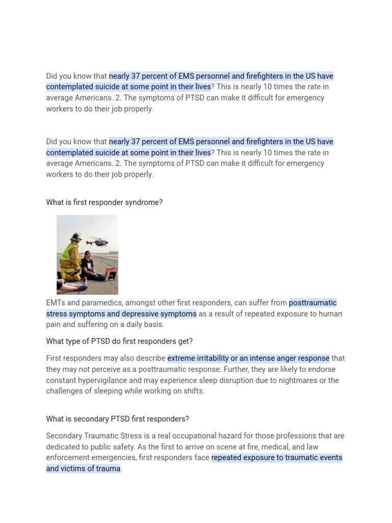 First Responder Mental Health Insights | PDF | Psychological Trauma ...