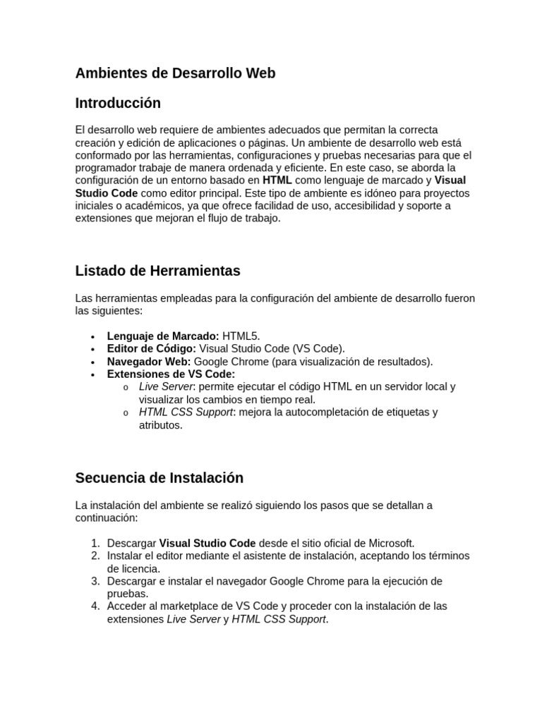 Configuración de Entorno Web HTML | PDF | HTML | Red mundial
