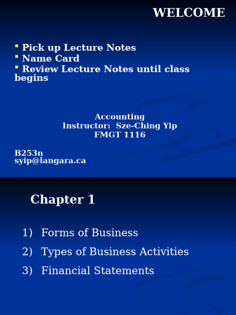 CH 1 Lesson Notes (3rd Edition) | PDF | Business | Equity (Finance)