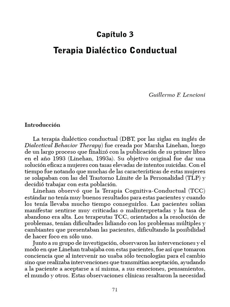Introducción a la Terapia Dialéctico Conductual | PDF | Trastorno ...