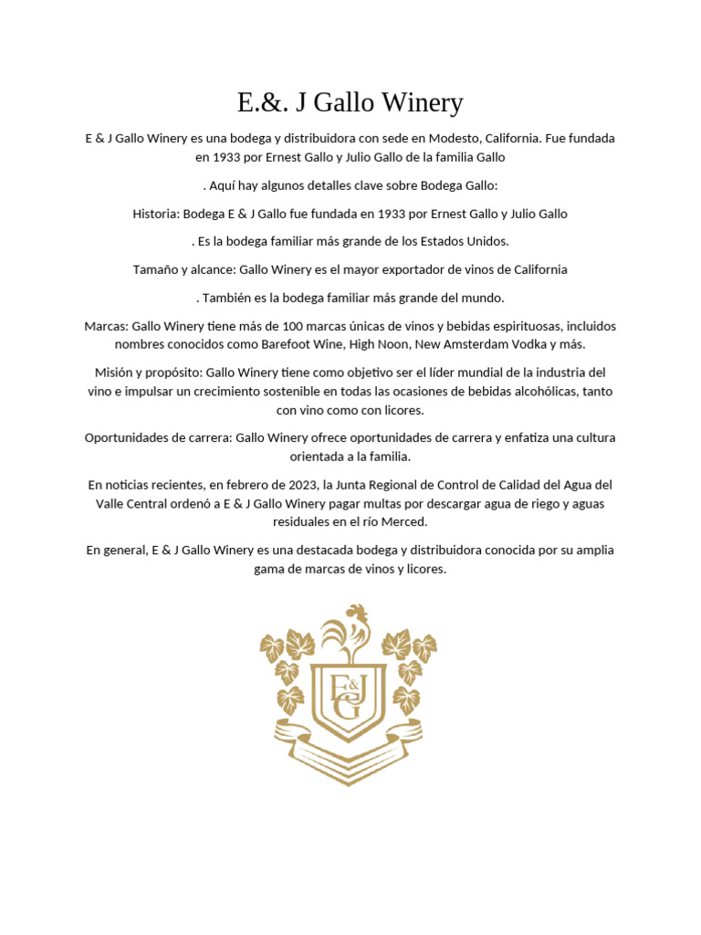 Vinos de E & J Gallo Winery | PDF | Vino | Viticultura