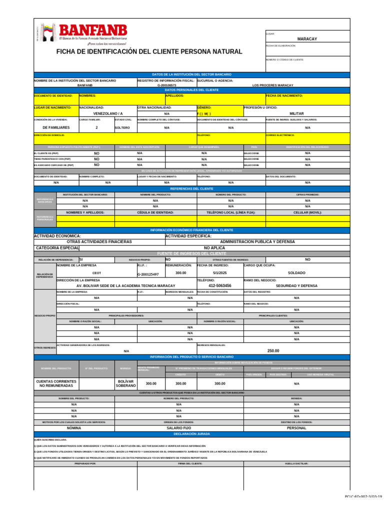 Ficha de Identificación del Cliente Bancario | PDF | Business