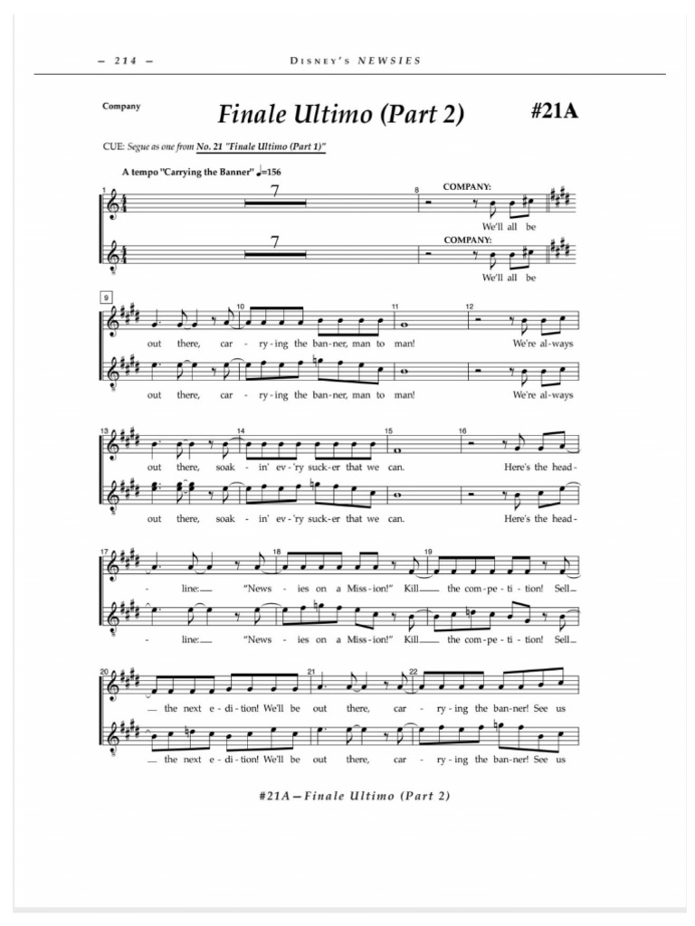 Newsies - Finale Music | PDF