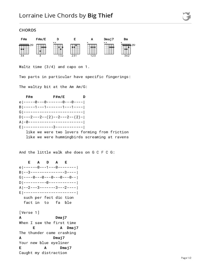 Lorraine Chords by Big Thief | PDF