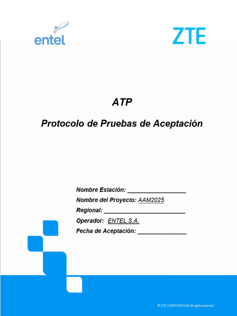 Protocolo de Pruebas de Aceptación ATP | PDF | Lte (Telecomunicaciones ...
