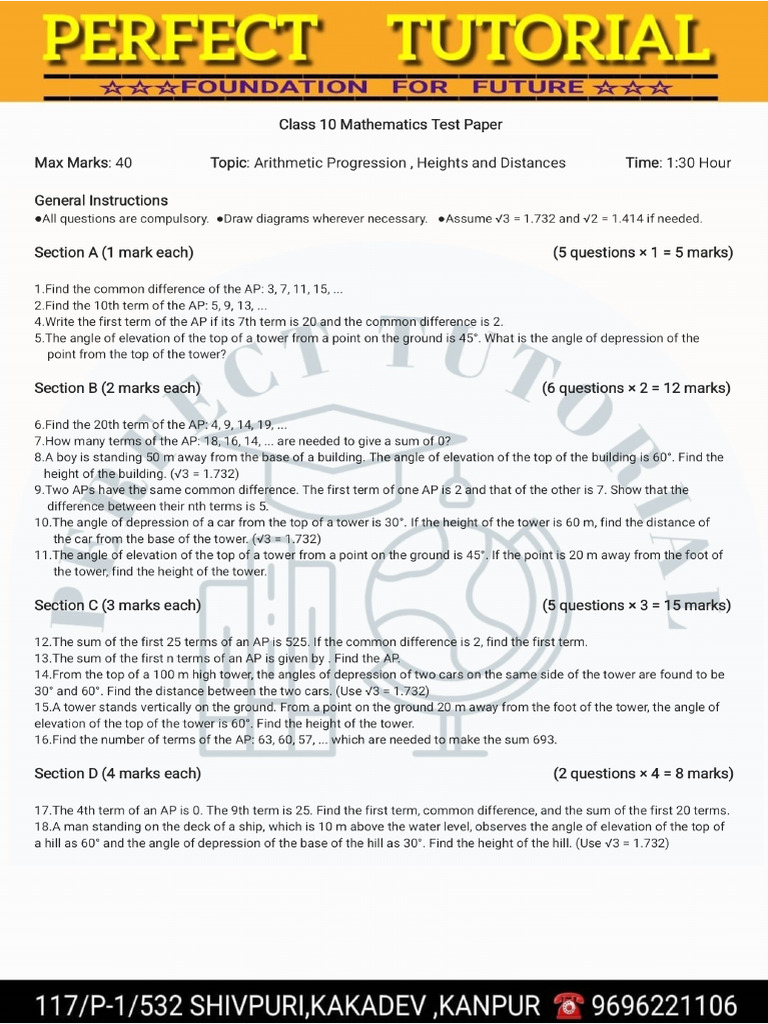 Class-10 Maths AP & HD | PDF