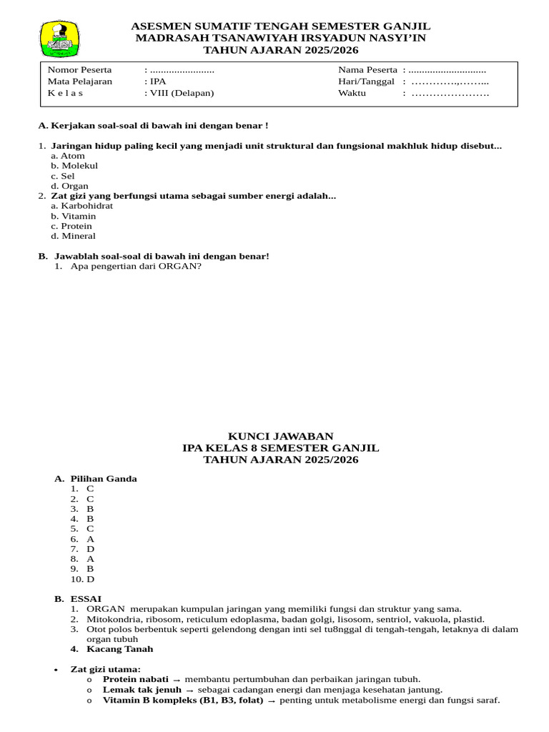 KOP Soal PTS 2025 2 | PDF