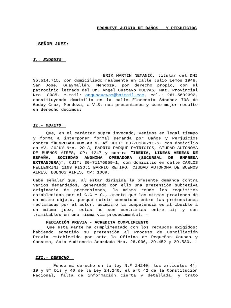 Promueve Juicio de Daños y Perjuicios Defensa Del Consumidor Nemanic ...
